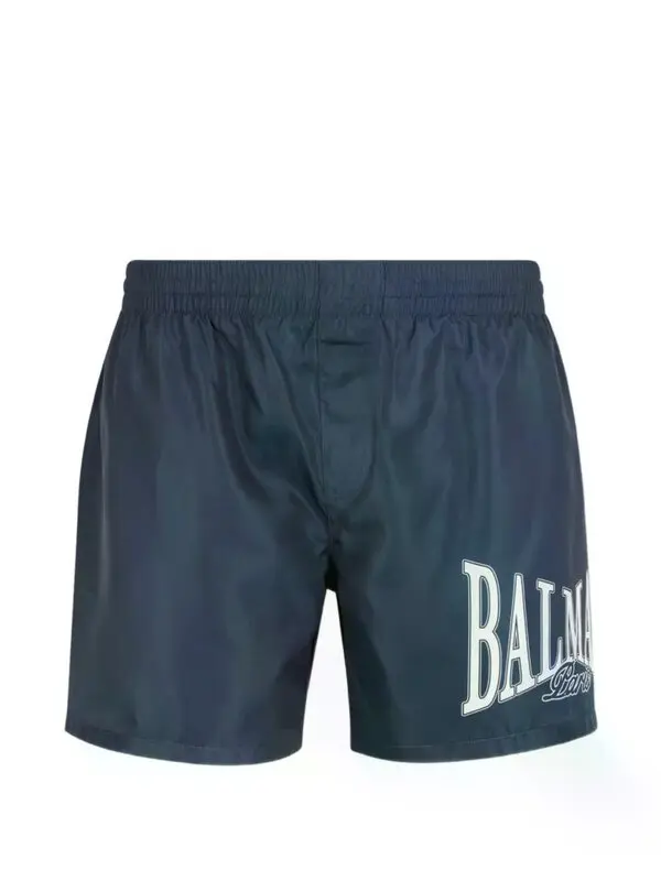 Balmain Logo-print Swim Shorts - Blue