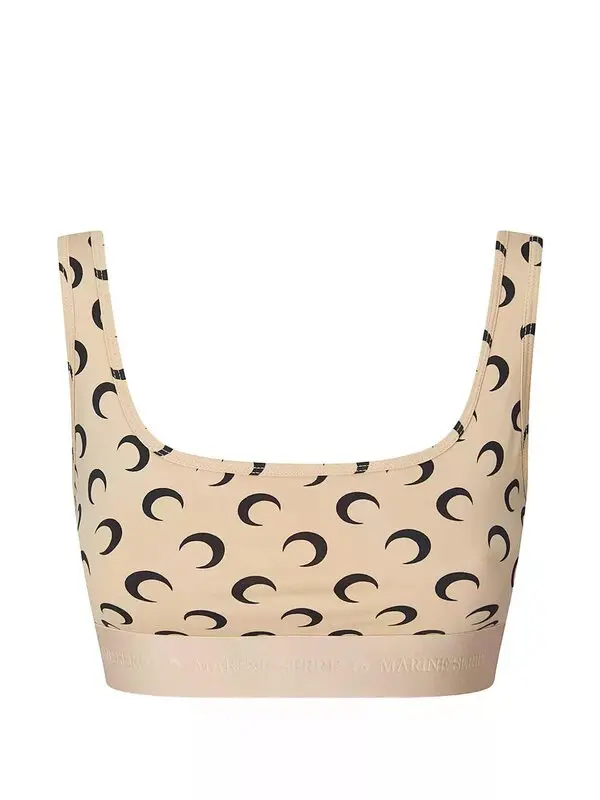 MARINE SERRE Beige Moon Print Sports Bra - Neutrals