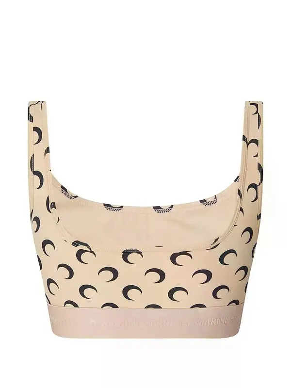 MARINE SERRE Beige Moon Print Sports Bra - Neutrals
