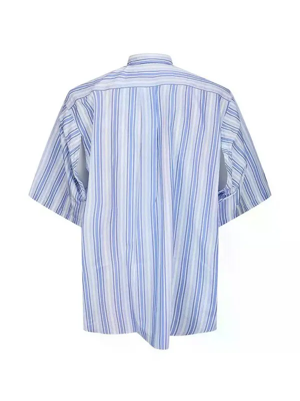 Comme Des Garçons Stripe-pattern Short-sleeve Shirt - Blue