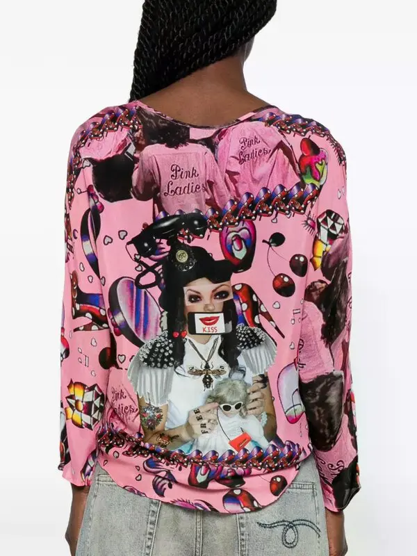 The Artistylist Graphic-print Long-sleeve Blouse - Pink