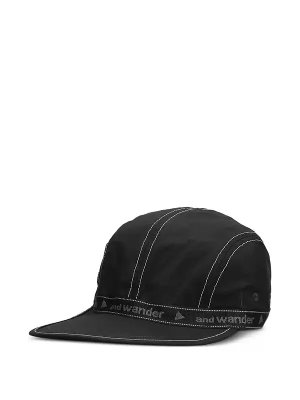 AND WANDER Jq Contrast-stitch Logo-tape Cap - Black