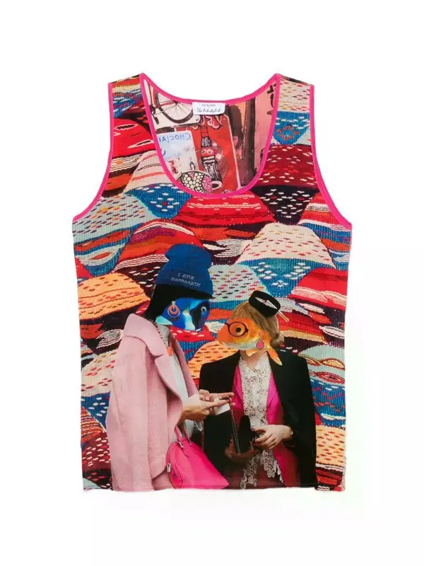 The Artistylist Graphic-print Sleeveless Top - Red