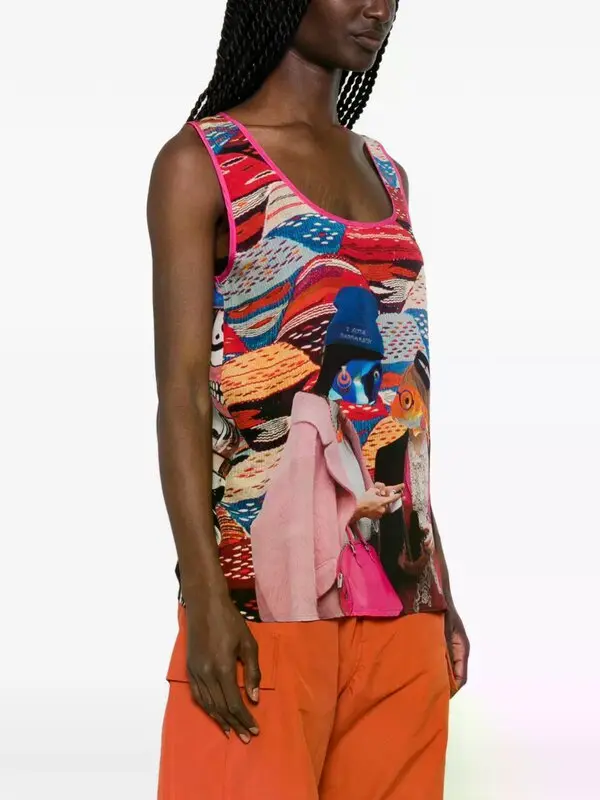 The Artistylist Graphic-print Sleeveless Top - Red