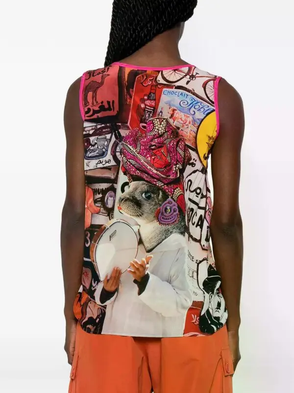 The Artistylist Graphic-print Sleeveless Top - Red