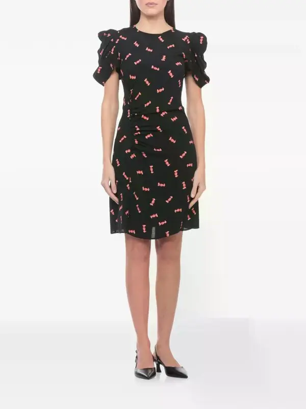 MAR DE MARGARITAS Karin Ruched Candy-print Mini Dress - Black