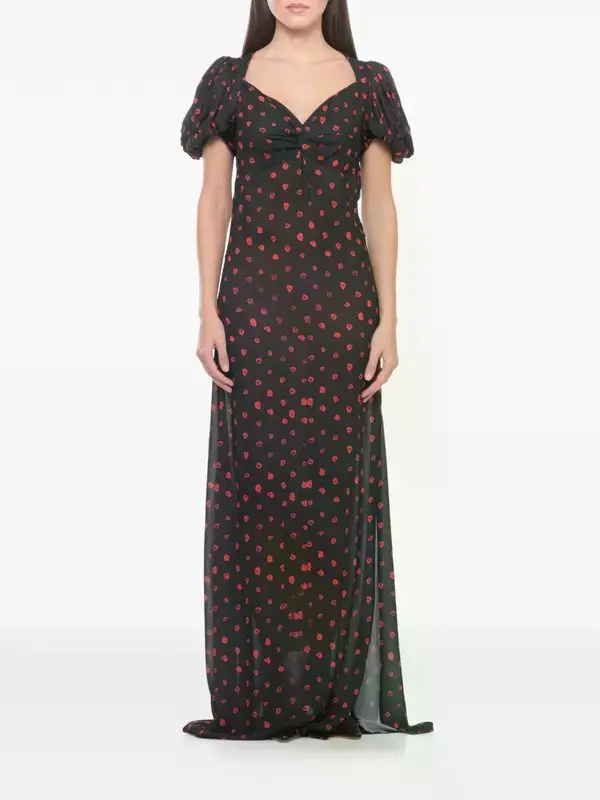 MAR DE MARGARITAS Floral-print Twist-detail Maxi Dress - Black