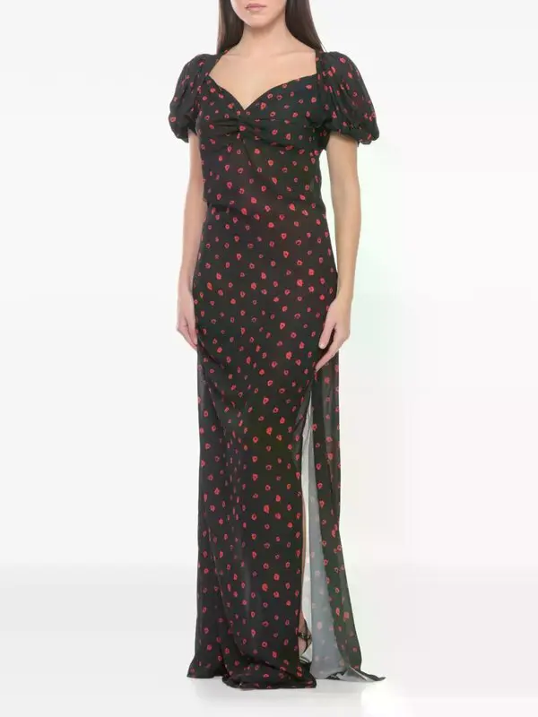 MAR DE MARGARITAS Floral-print Twist-detail Maxi Dress - Black