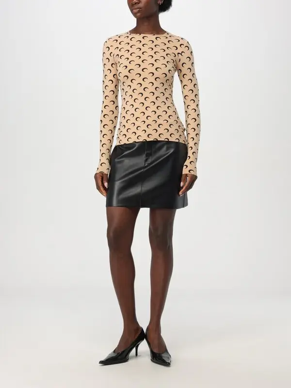 MARINE SERRE Crescent Moon Print Long Sleeve Top - Camel