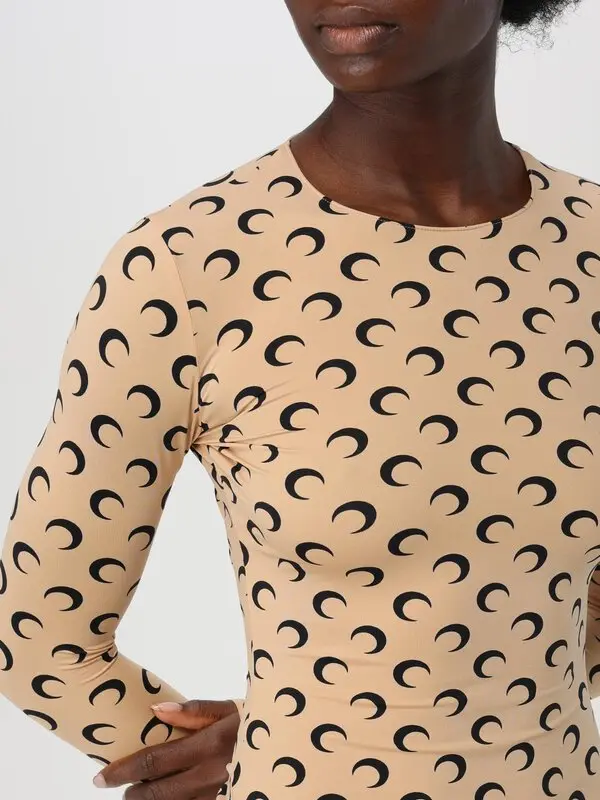 MARINE SERRE Crescent Moon Print Long Sleeve Top - Camel