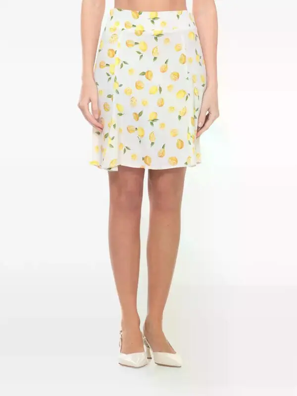MAR DE MARGARITAS Lemon-print Shirred Skirt