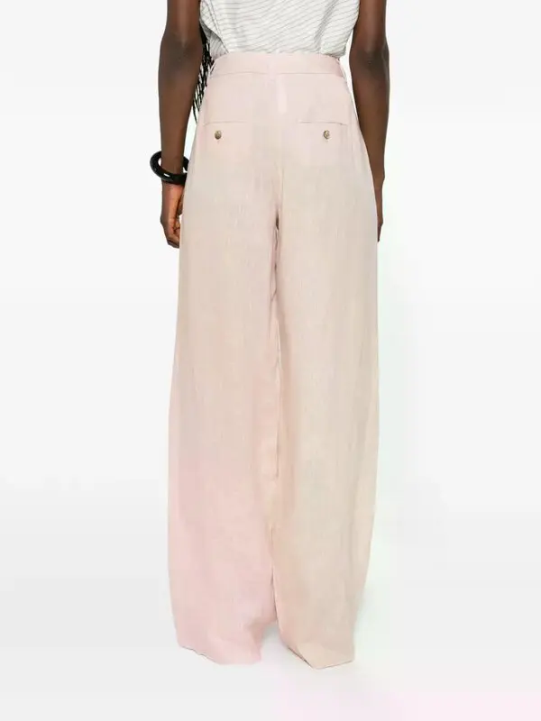 Marella Pleated Linen Trousers - Pink