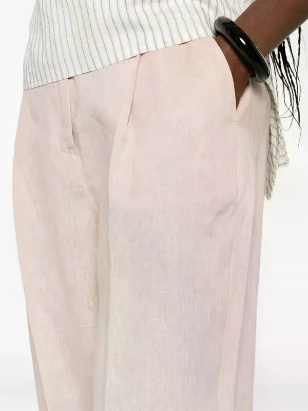 Marella Pleated Linen Trousers - Pink