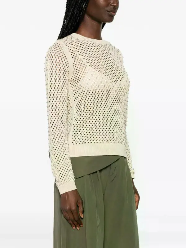 Marella Crystal-embellished Open-knit Sweater