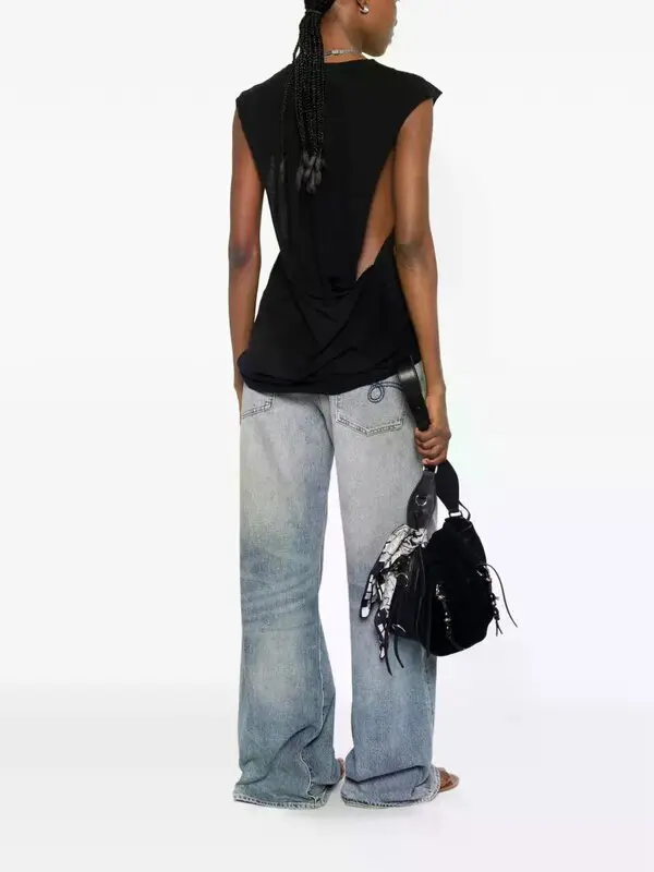 R13 Raw-edge Sleeveless Tank Top - Black