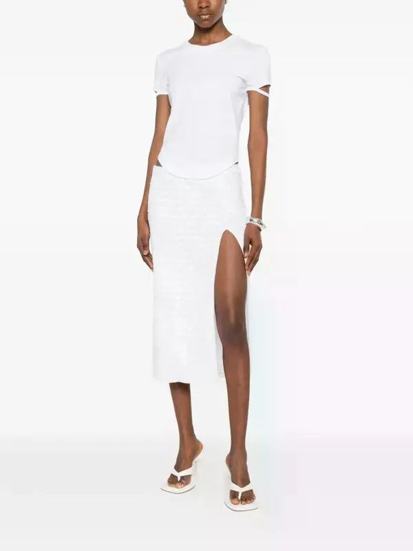 Oseree Sequin-embellished Midi Skirt - White