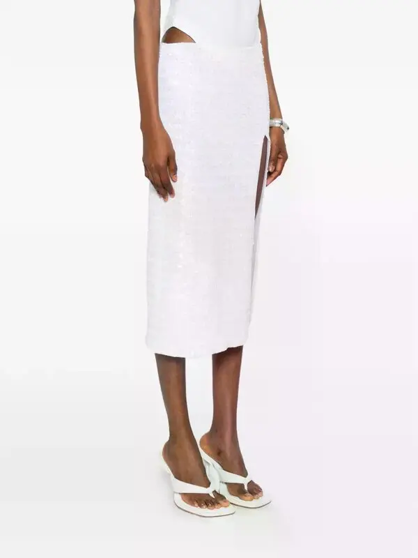 Oseree Sequin-embellished Midi Skirt - White