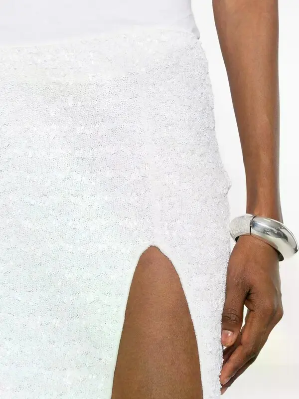 Oseree Sequin-embellished Midi Skirt - White