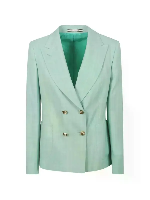 Tagliatore Double-breasted Slub-texture Blazer - Green