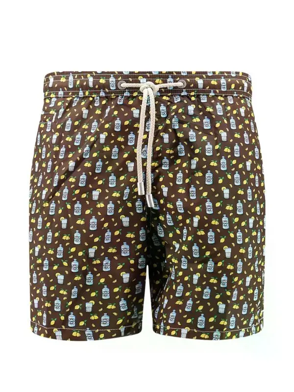 MC2 SAINT BARTH Graphic-print Swim Shorts - Brown