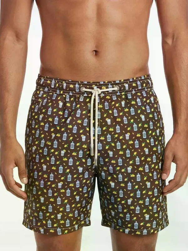 MC2 SAINT BARTH Graphic-print Swim Shorts - Brown