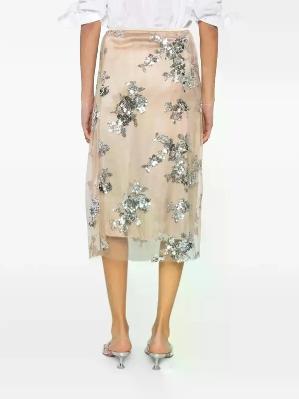OTTOD'AME Sequin-embellished Midi Skirt - Neutrals