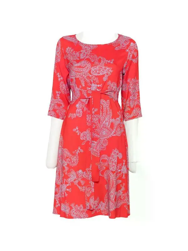 WHYCI Paisley-pattern Belted Mini Dress