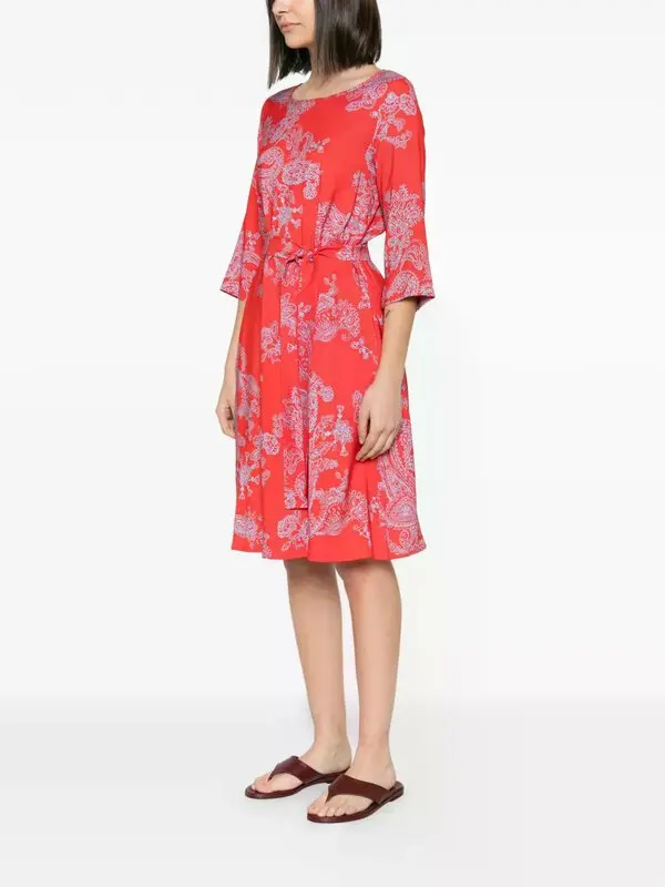 WHYCI Paisley-pattern Belted Mini Dress