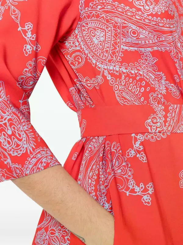 WHYCI Paisley-pattern Belted Mini Dress
