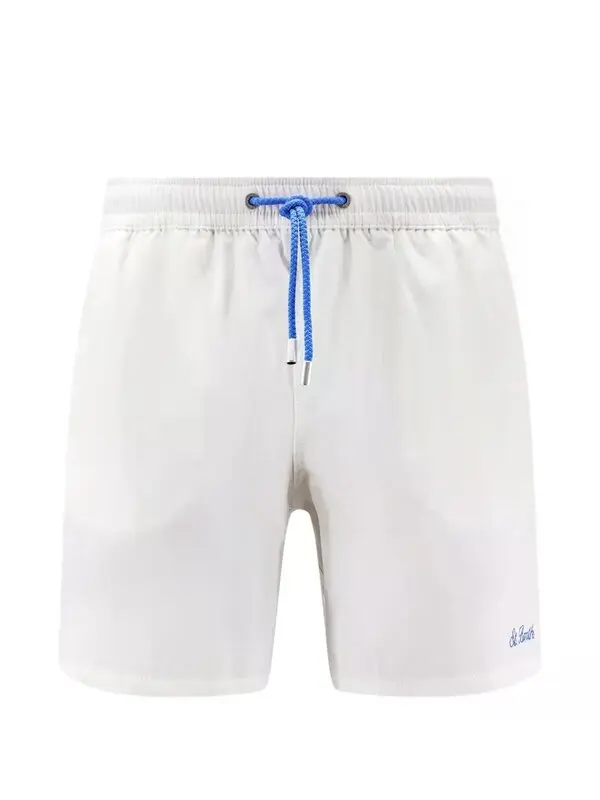 MC2 SAINT BARTH Embroidered Logo Drawstring Swim Shorts - White