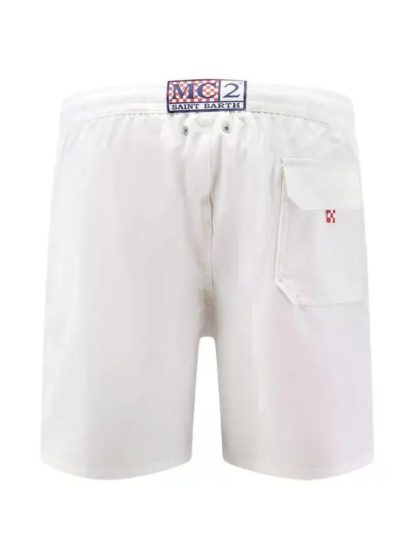 MC2 SAINT BARTH Embroidered Logo Drawstring Swim Shorts - White