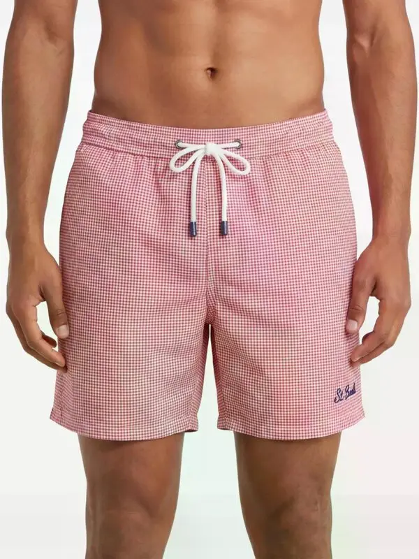 MC2 SAINT BARTH Gingham Check Swim Shorts - Red