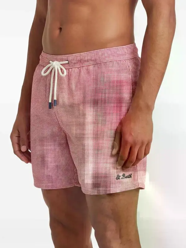 MC2 SAINT BARTH Gingham Check Swim Shorts - Red