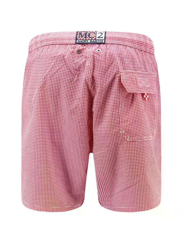 MC2 SAINT BARTH Gingham Check Swim Shorts - Red