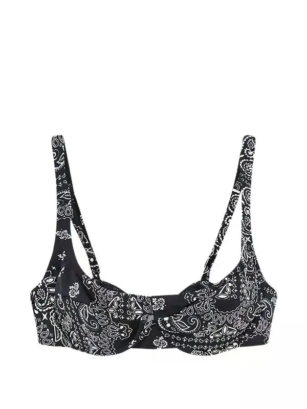 MC2 SAINT BARTH Amira Bandana-print Underwired Bikini Top - Black