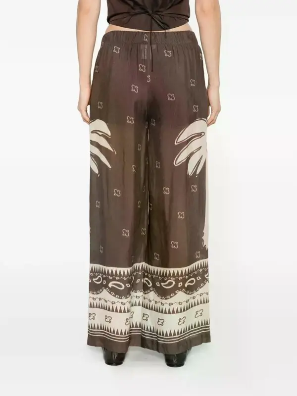 OTTOD'AME Palm-tree Print Palazzo Pants