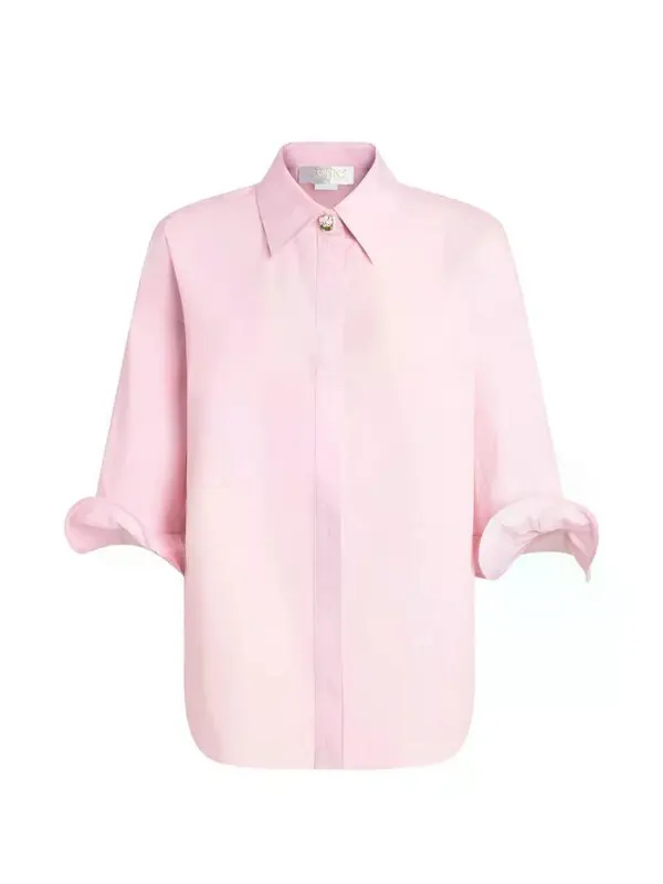 GENNY Flower Button Ruffled Shirt - Pink