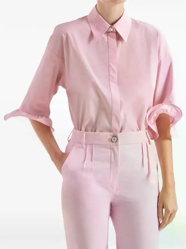 GENNY Flower Button Ruffled Shirt