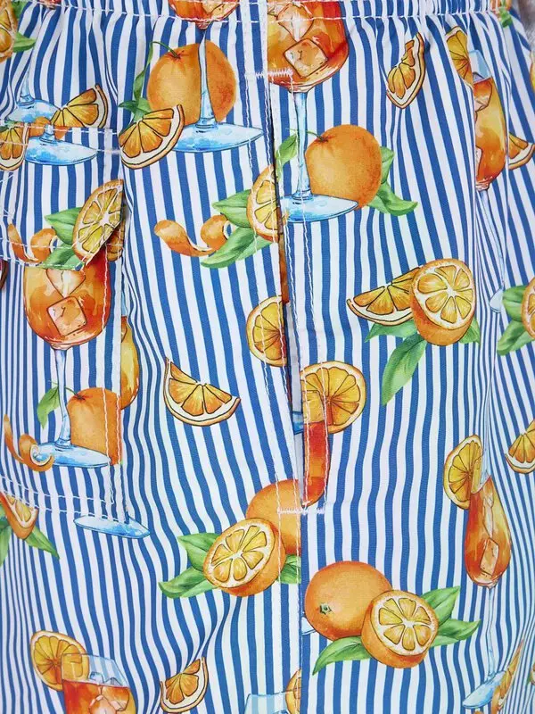 MC2 SAINT BARTH Cocktail-print Striped Swim Shorts - Blue