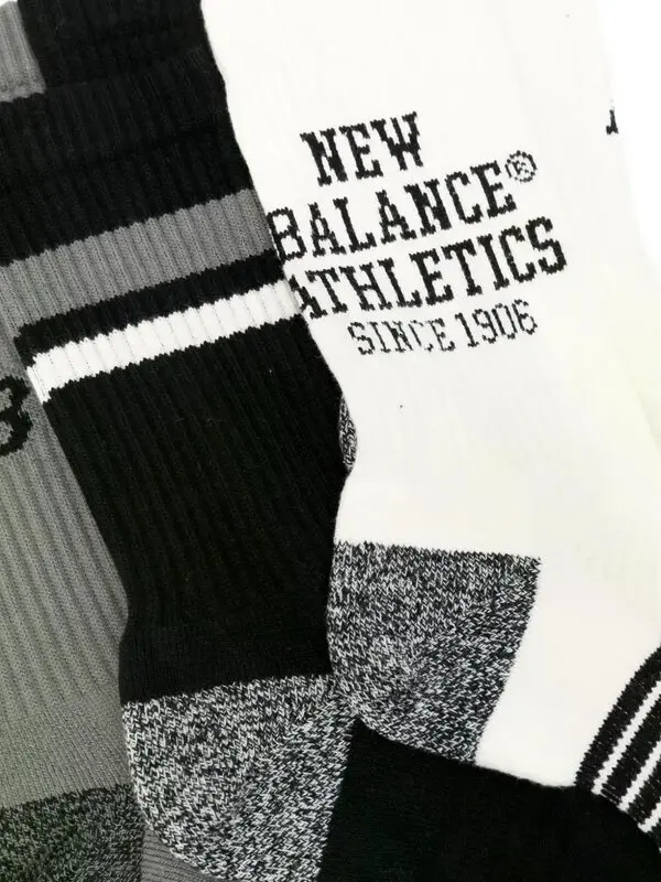 NEW BALANCE Logo-print Striped Socks Set - Black
