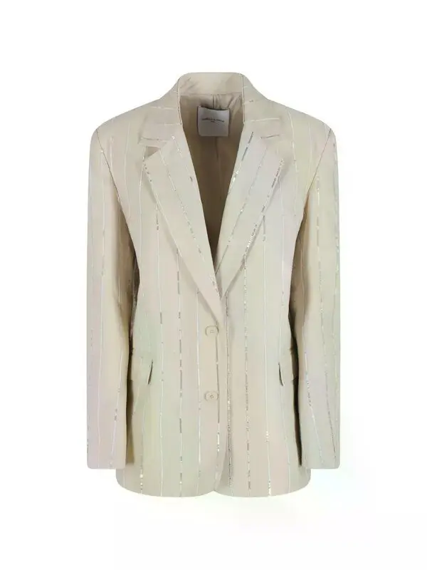 ISABELLE BLANCHE Sequin-embellished Striped Blazer - Neutrals