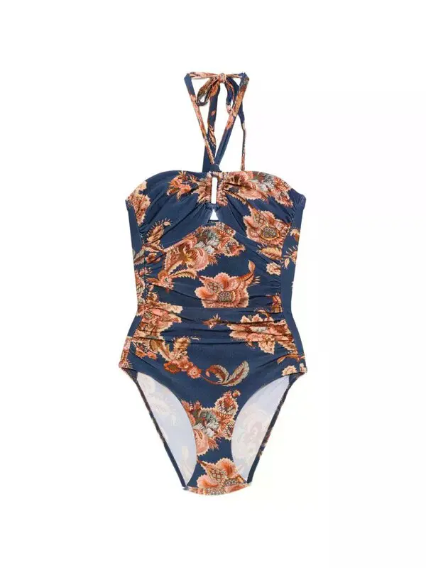 Zimmermann Aster Floral-print Swimsuit - Blue