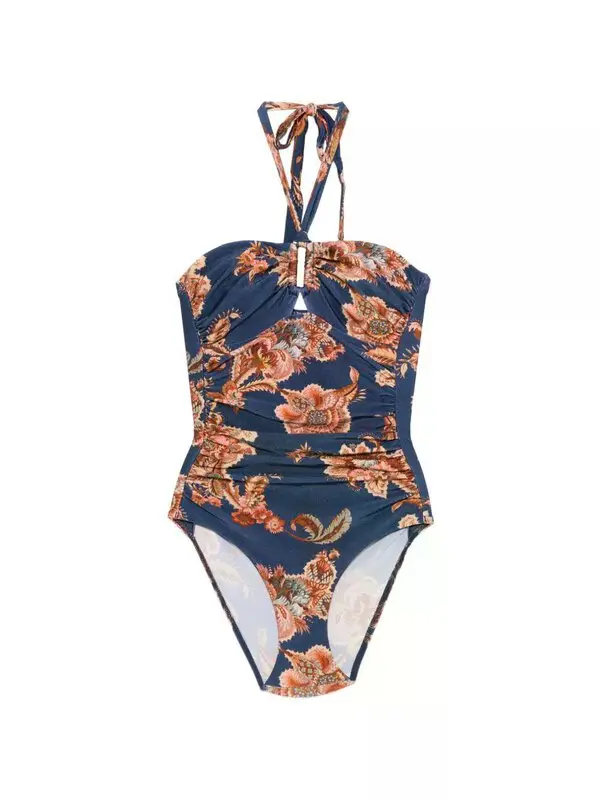 Zimmermann Aster Floral-print One-piece Swimsuit - Blue