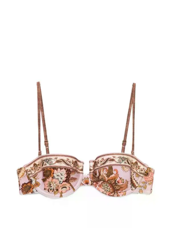 Zimmermann Aster Floral-print Balconette Bikini Top - Pink