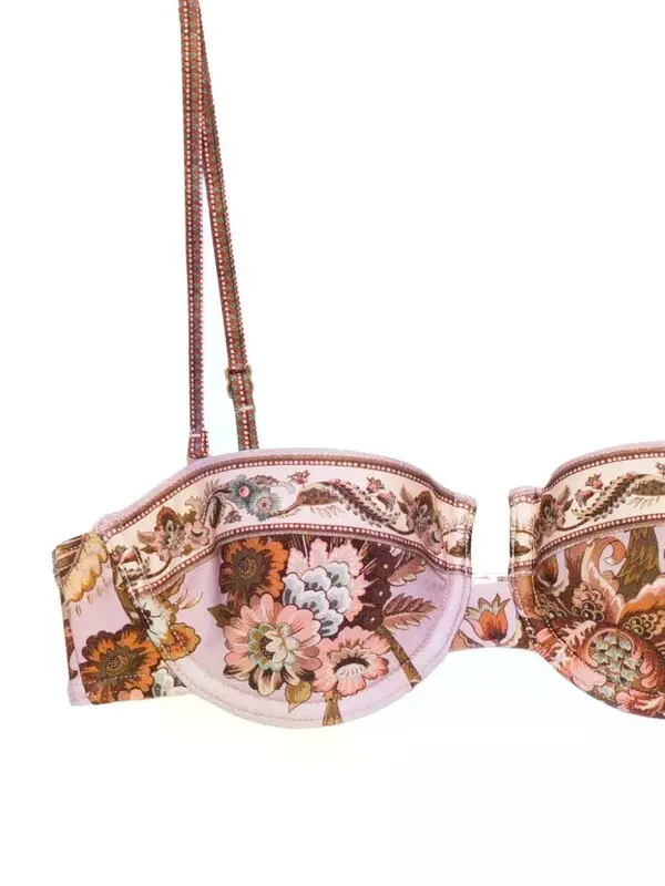 Zimmermann Aster Floral-print Balconette Bikini Top - Pink