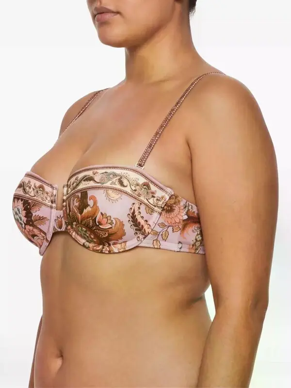 Zimmermann Aster Floral-print Balconette Bikini Top - Pink