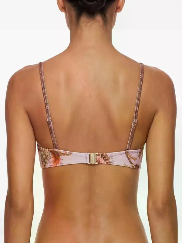 Zimmermann Aster Floral-print Balconette Bikini Top - Pink