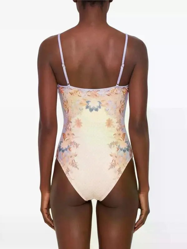 Zimmermann Indra Bamboo-trim Swimsuit - Neutrals