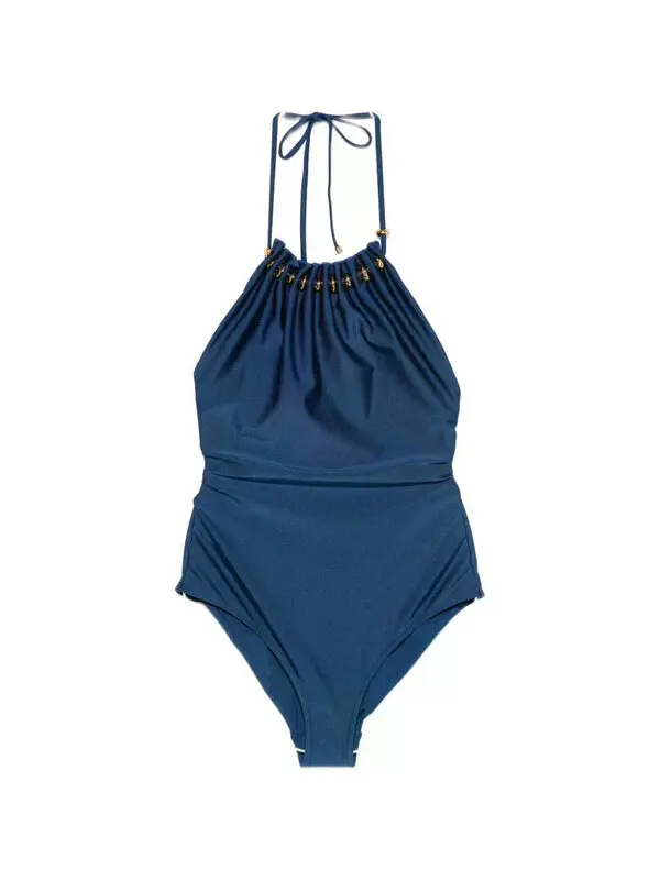 Zimmermann Aster Gathered Bead Swimsuit - Blue