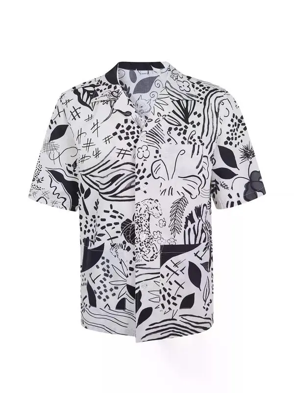 Aspesi Abstract-print Short-sleeve Shirt - White